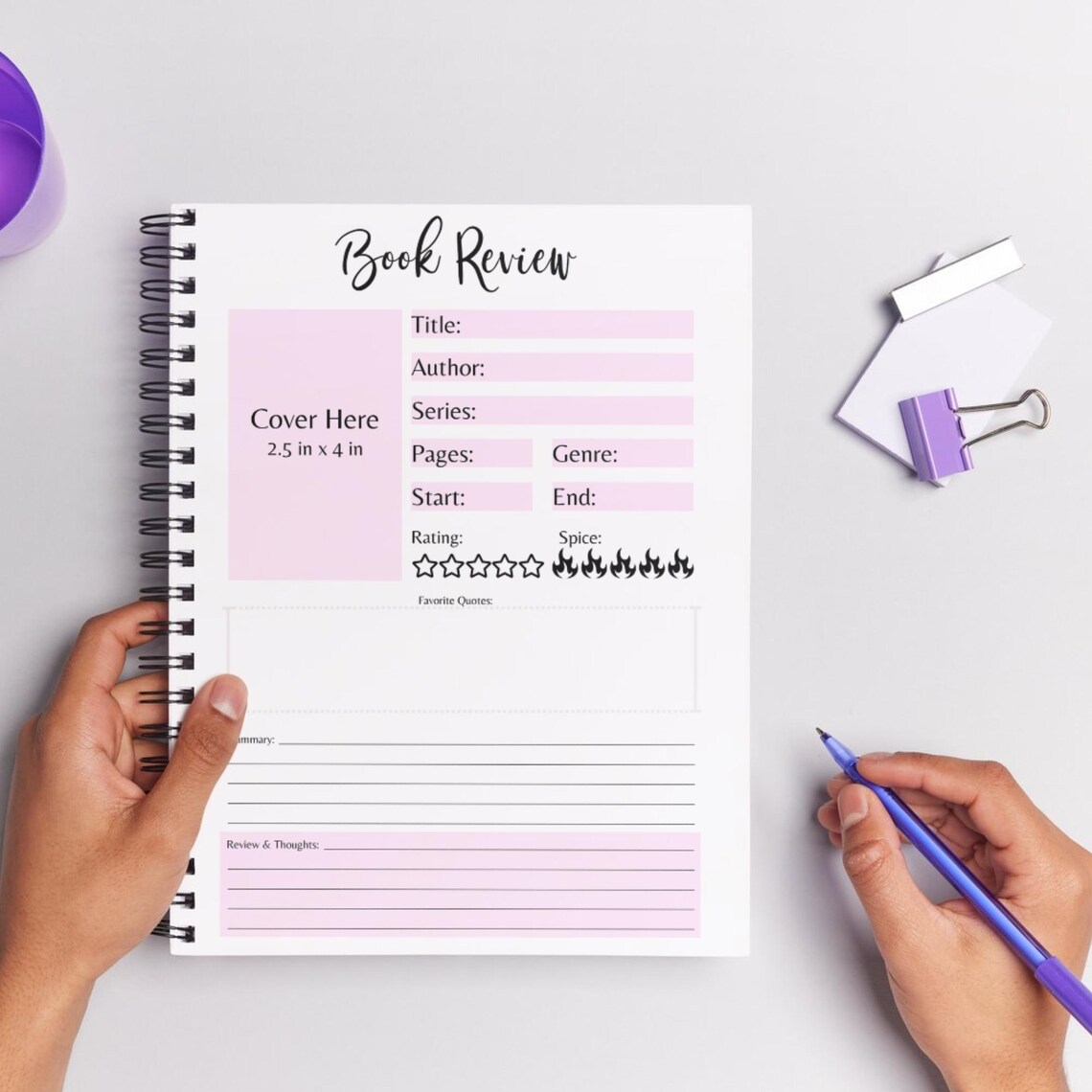 Book Review Journal Template, Reading Planner, Book Review Template ...