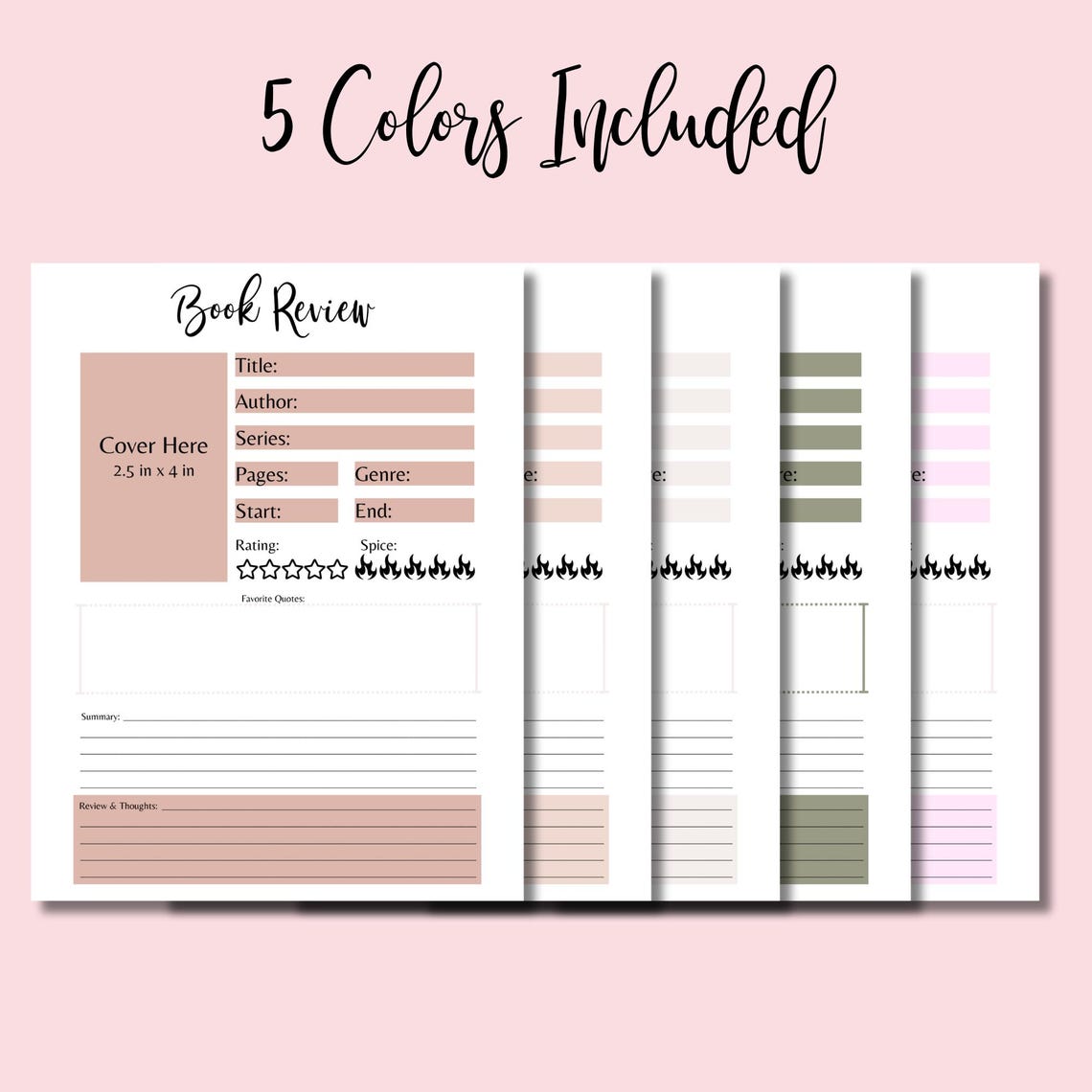 Book Review Journal Template, Reading Planner, Book Review Template ...