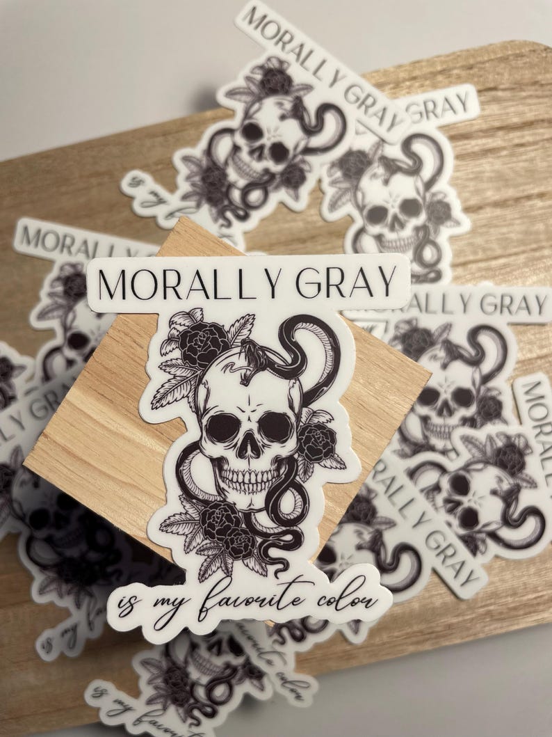 Morally Gray is My Favorite Color Sticker, Kindle Sticker, Floral Skull ...