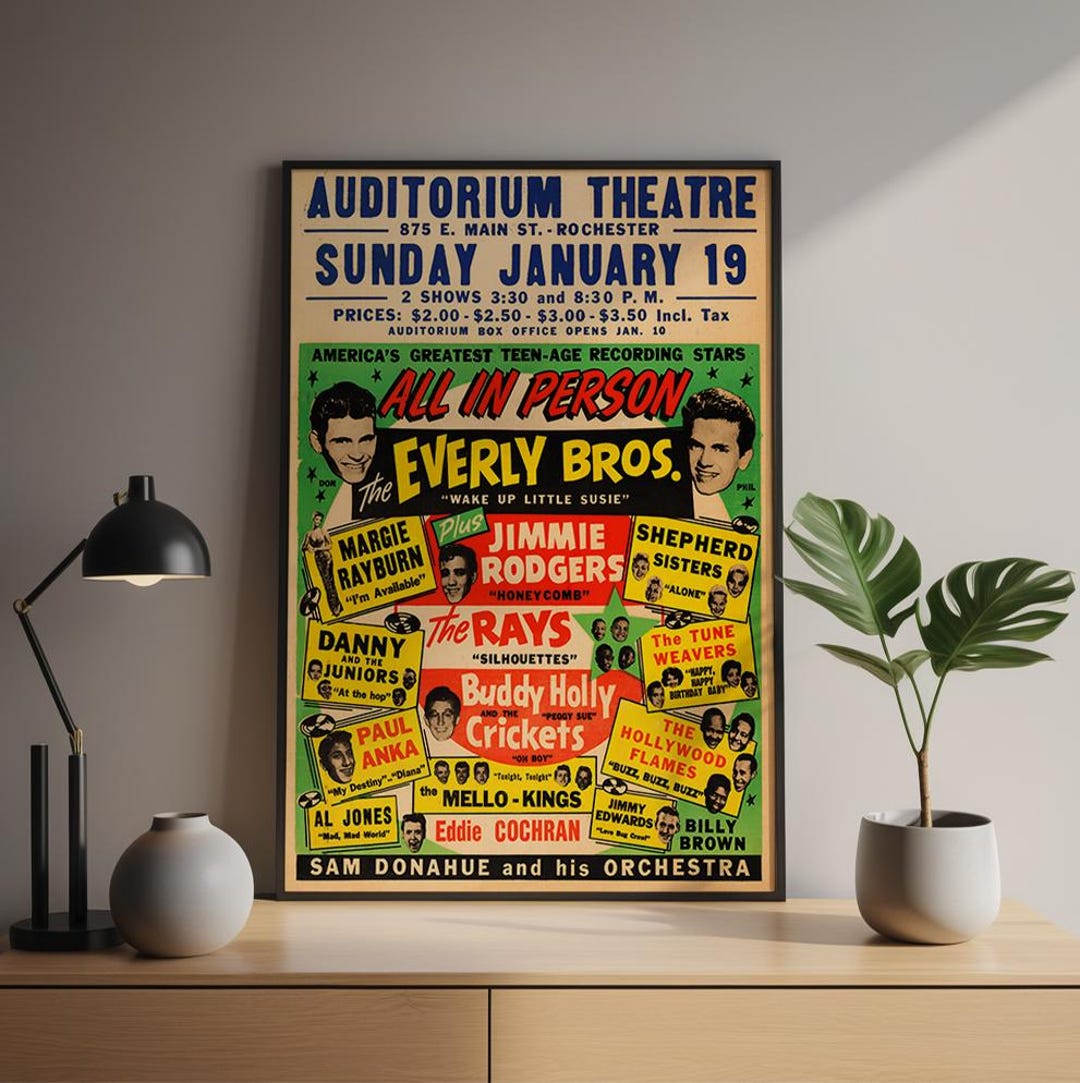 Buddy Holly & the Crickets, Everly Brothers, Eddie Cochran 1958 Vintage ...