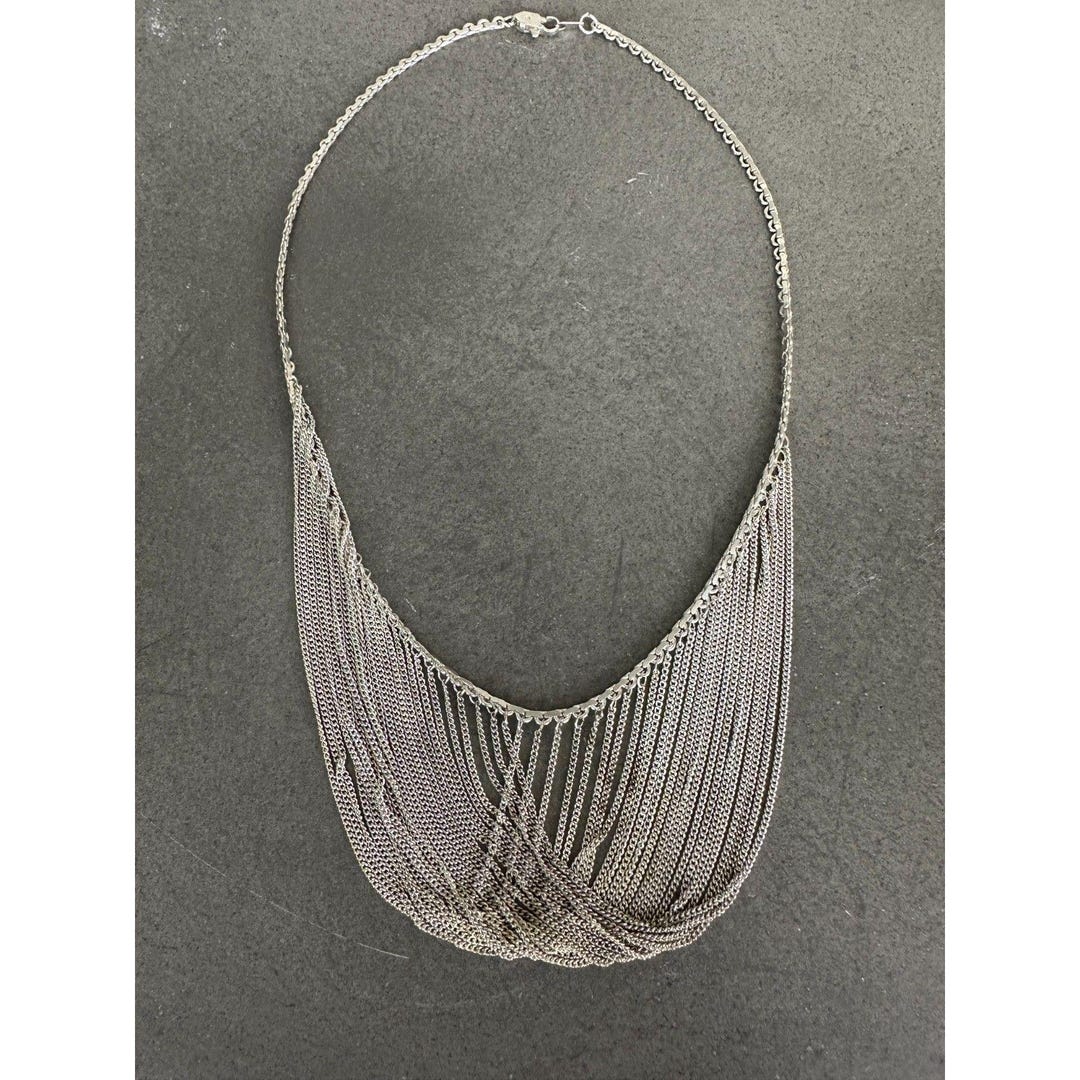 Vintage Sterling Silver Multi Chain Waterfall Drape Necklace - Etsy