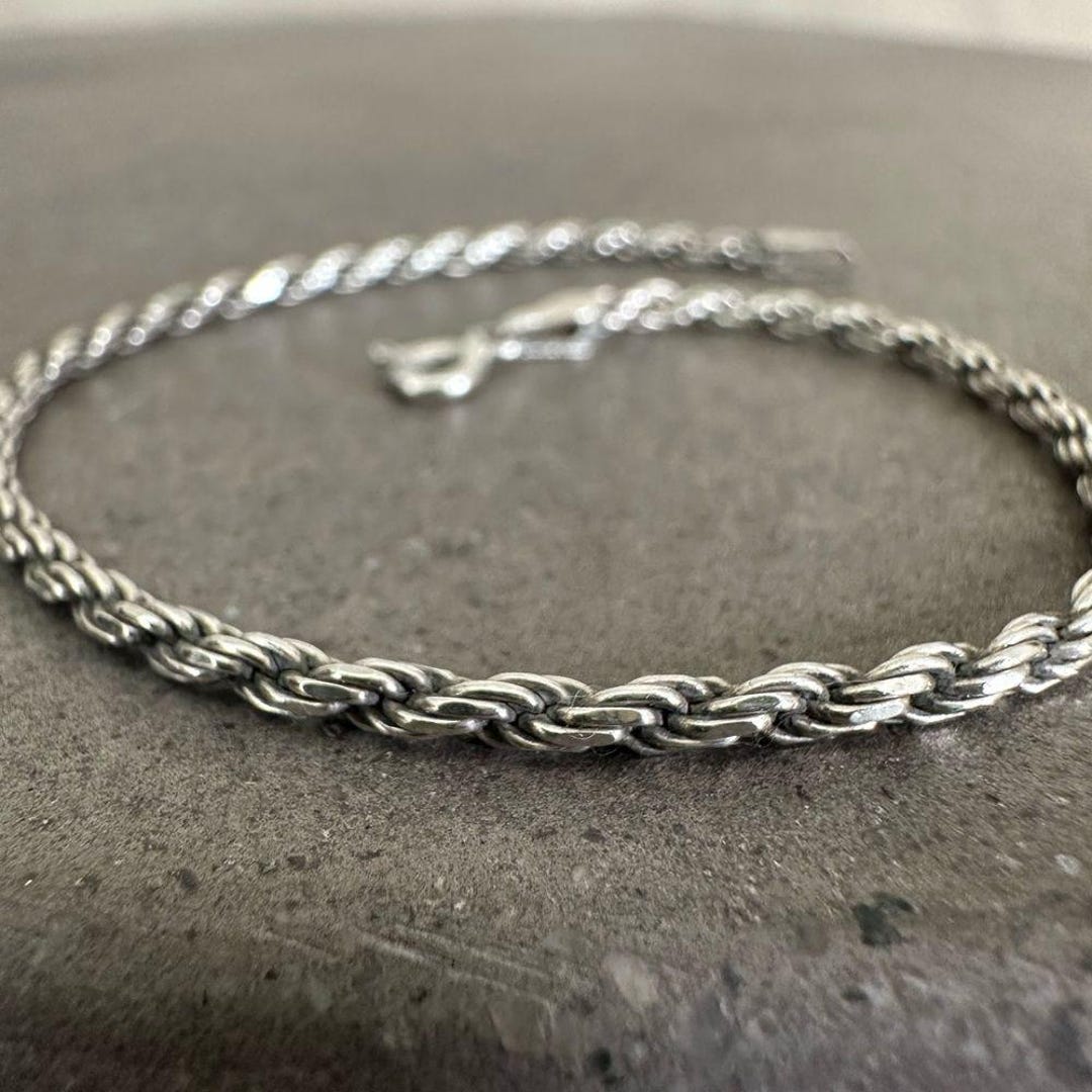 Vintage Rope Style Bracelet Sterling Silver - Etsy