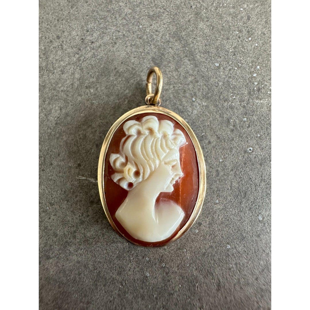 Vintage 14k Carnelian Shell Cameo Pendant - Etsy