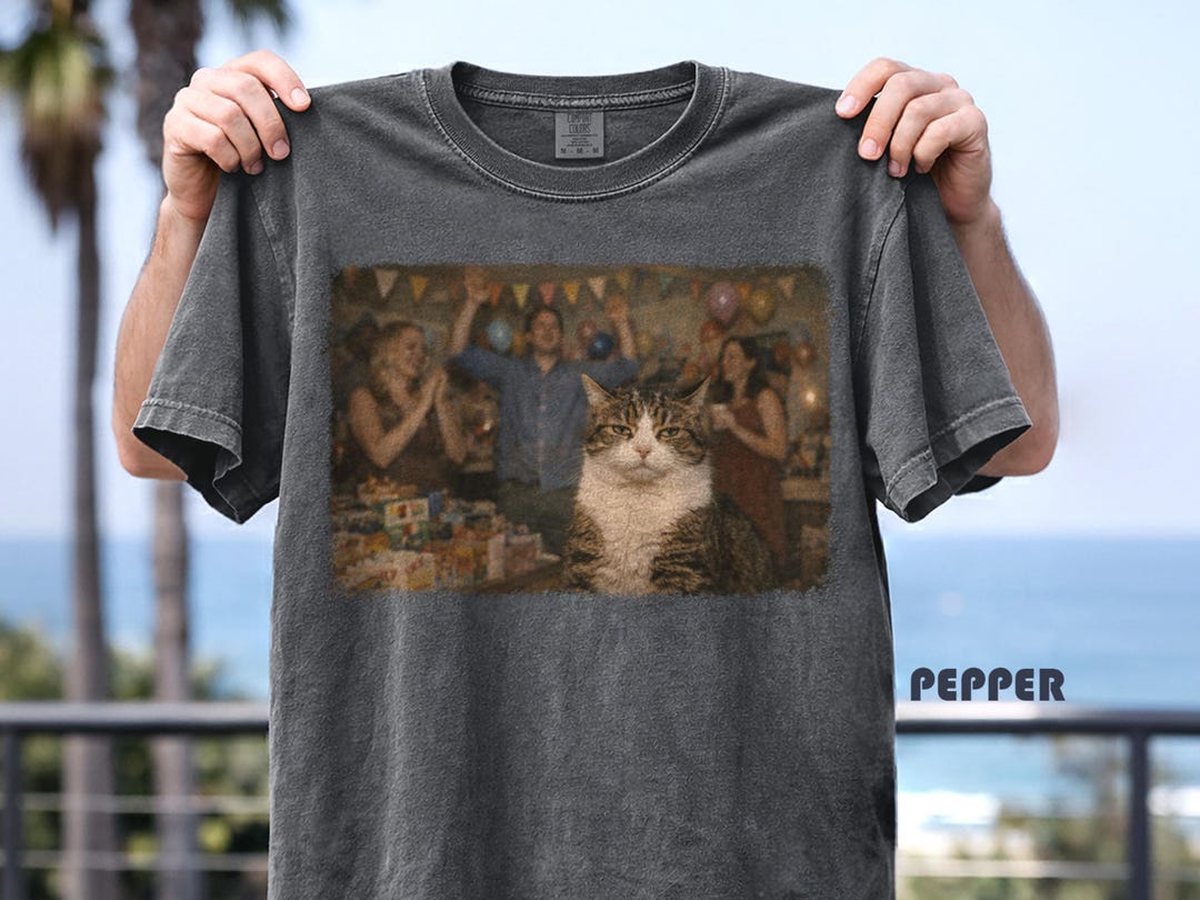 Grumpy Birthday Cat T-shirt, Unimpressed Party Cat Meme Sweatshirt ...