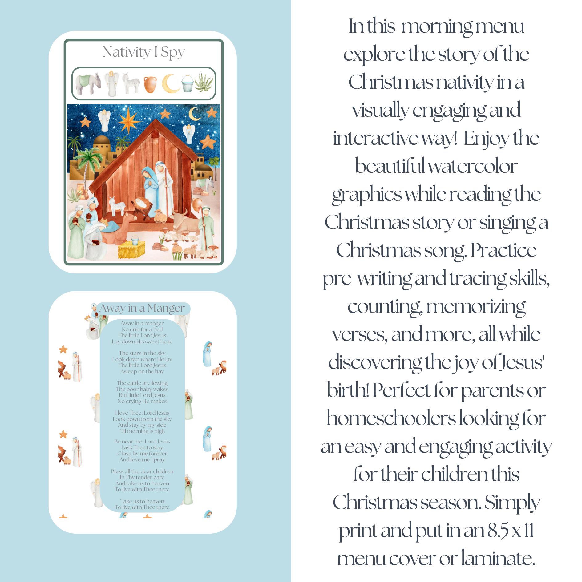 Christmas Nativity Morning Menu | Homeschool Advent Preschool ...