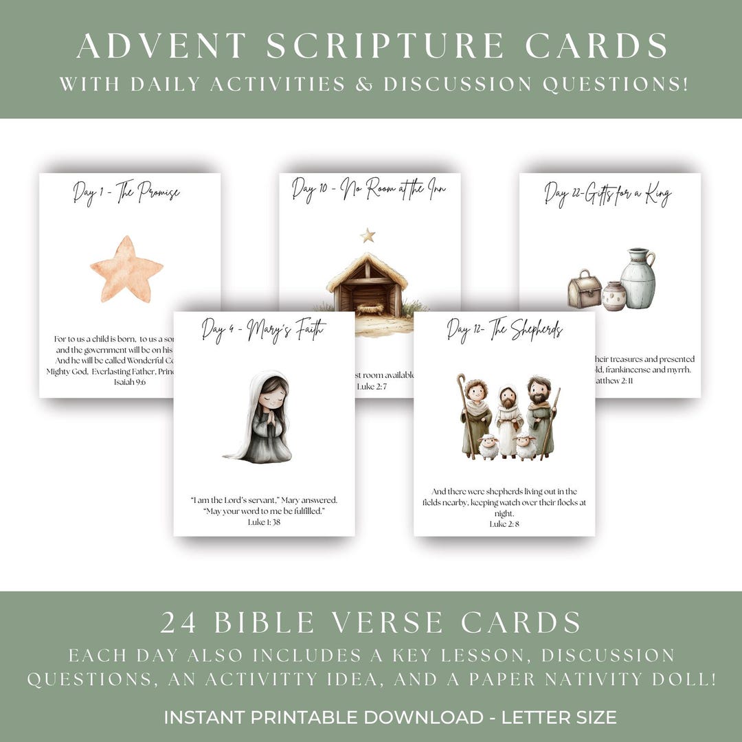 Nativity Advent Calendar for Kids, Printable Christmas Story Advent ...