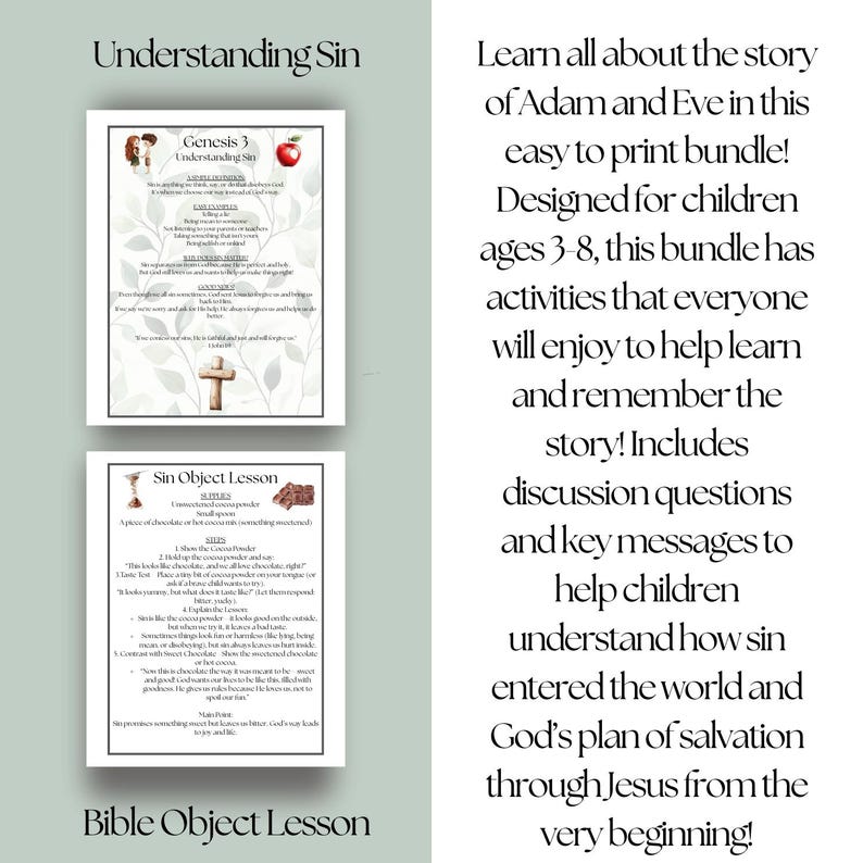 Adam and Eve Bible Story Coloring Craft for Kids, Sunday School ...