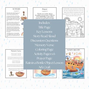 Noah's Ark Bible Story Lesson Coloring Craft for Kids, Sunday School ...