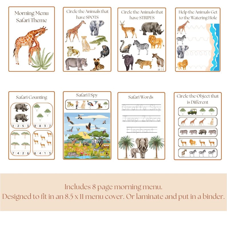 Safari Themed Morning Menu | African Animal Flashcards | Safari ...