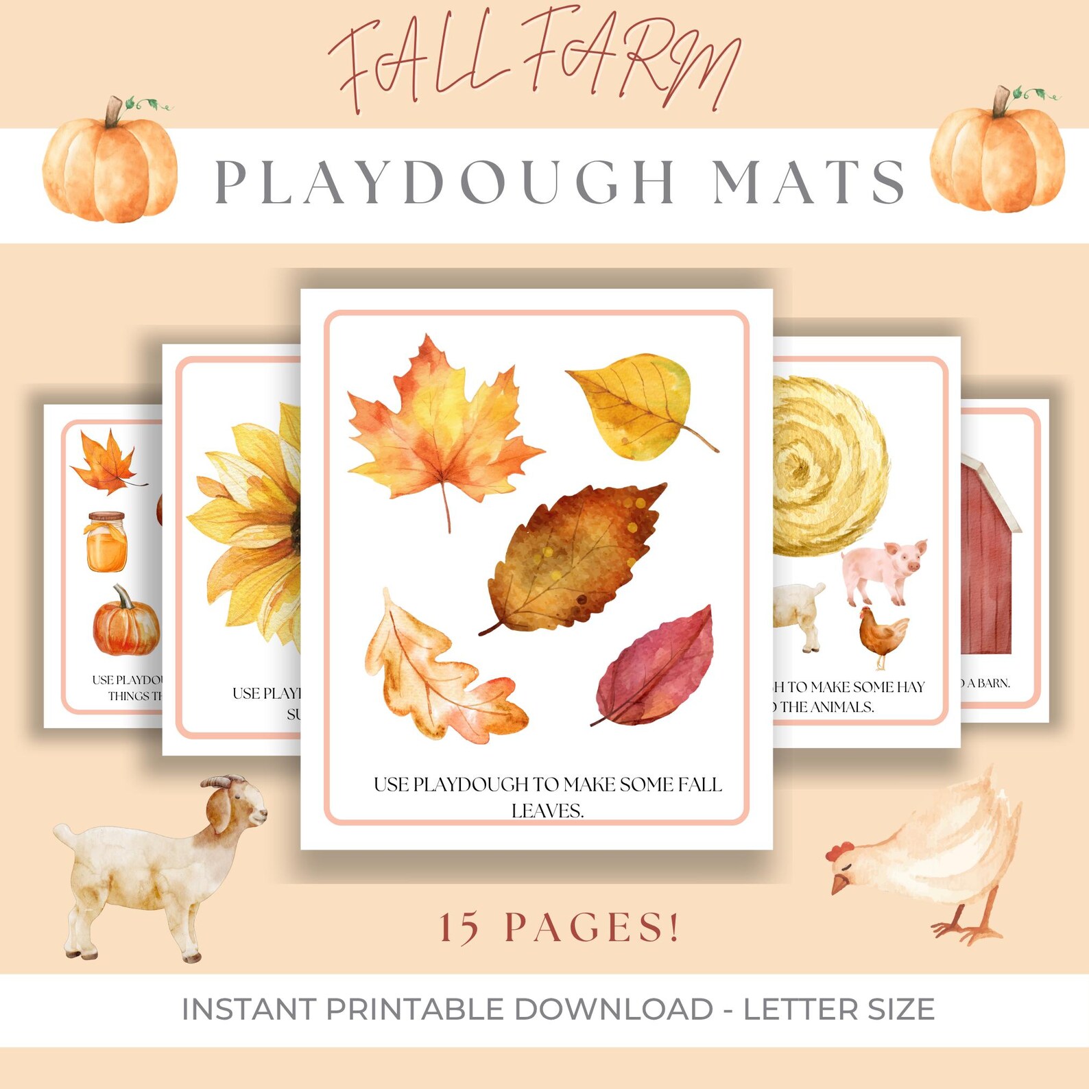 Fall Farm Playdough Mats | Fall Homeschool Printable | Preschool Fall ...