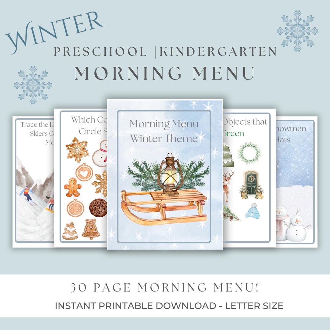 Cozy Winter Morning Menu | Preschool Winter Activities | Kindergarten ...