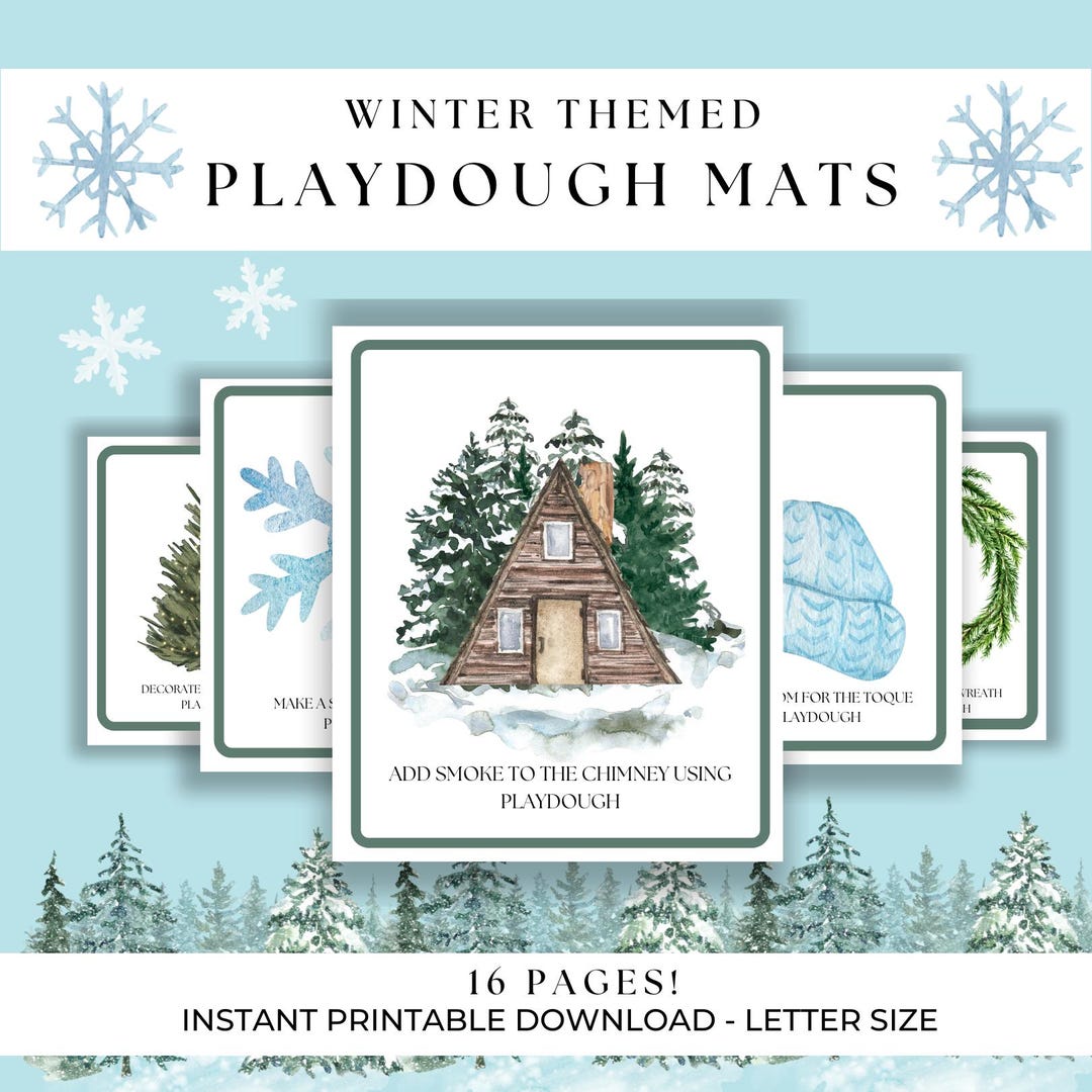 Winter Themed Playdough Mats | Christmas Playdough Mats | Winter ...