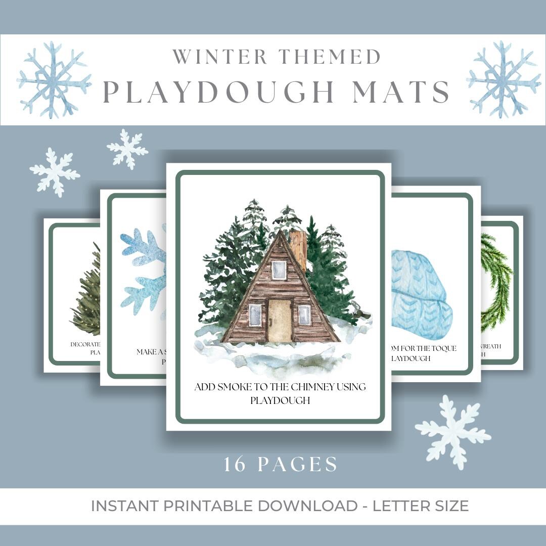Winter Themed Playdough Mats | Christmas Playdough Mats | Winter ...