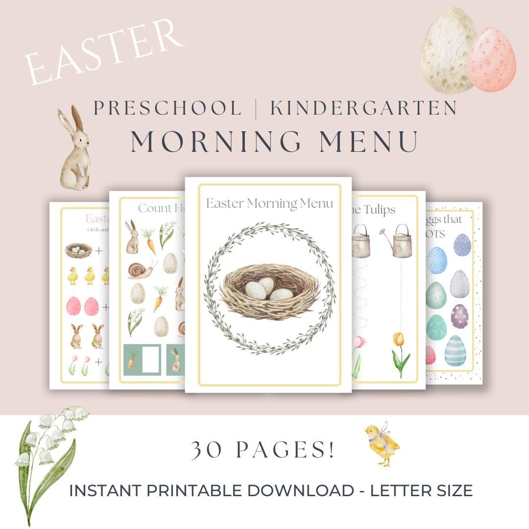 Easter Morning Menu | Spring Morning Menu | Preschool Kindergarten ...