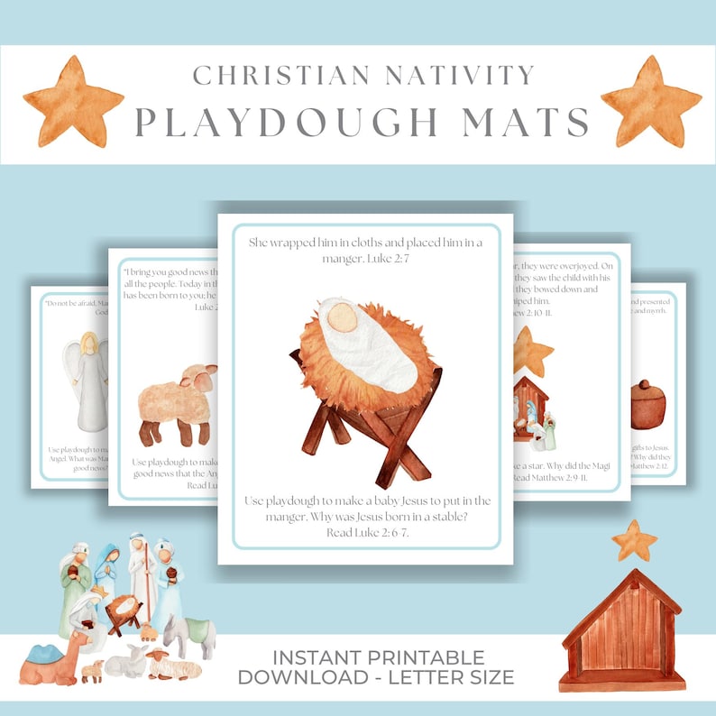 Christmas Story Playdough Mats | Preschool Sensory Activity | Advent ...