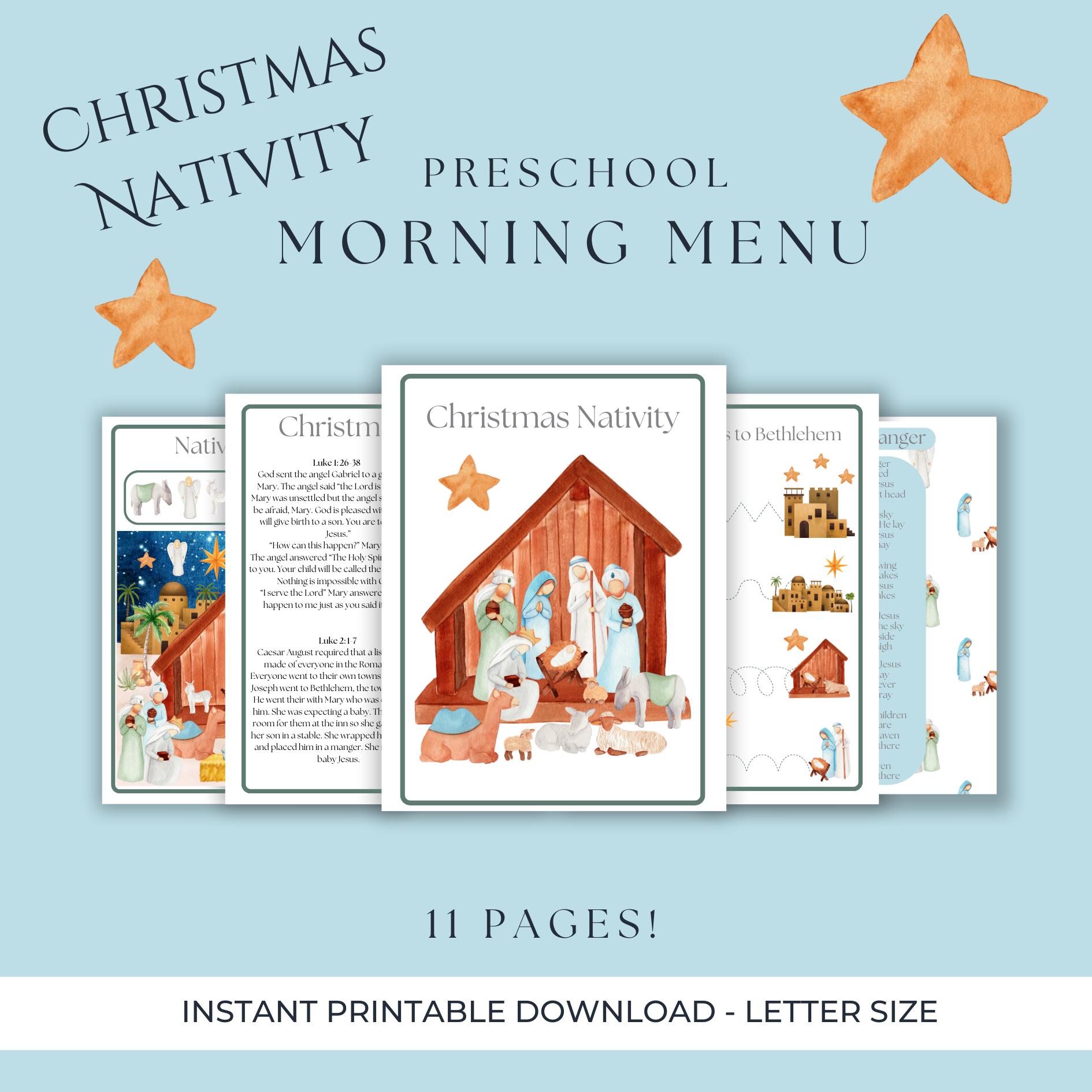 Christmas Nativity Morning Menu | Homeschool Advent Preschool ...