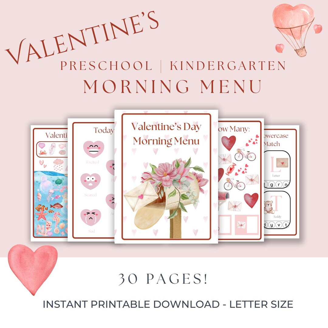 Valentine's Morning Menu | Valentines Activities | Preschool ...