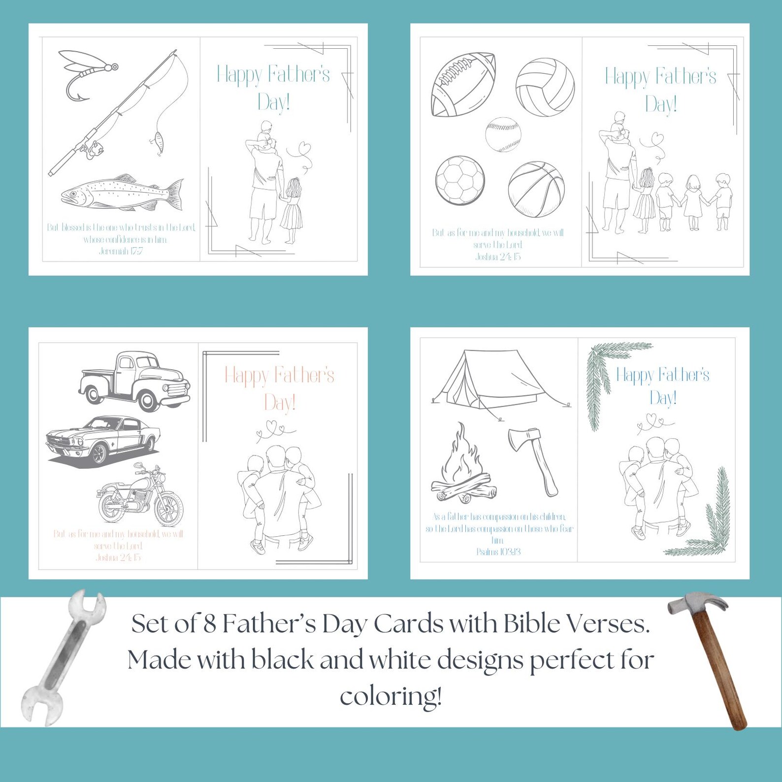 Fathers Day Coloring Card Printable for Kids | Christian Fathers Day ...