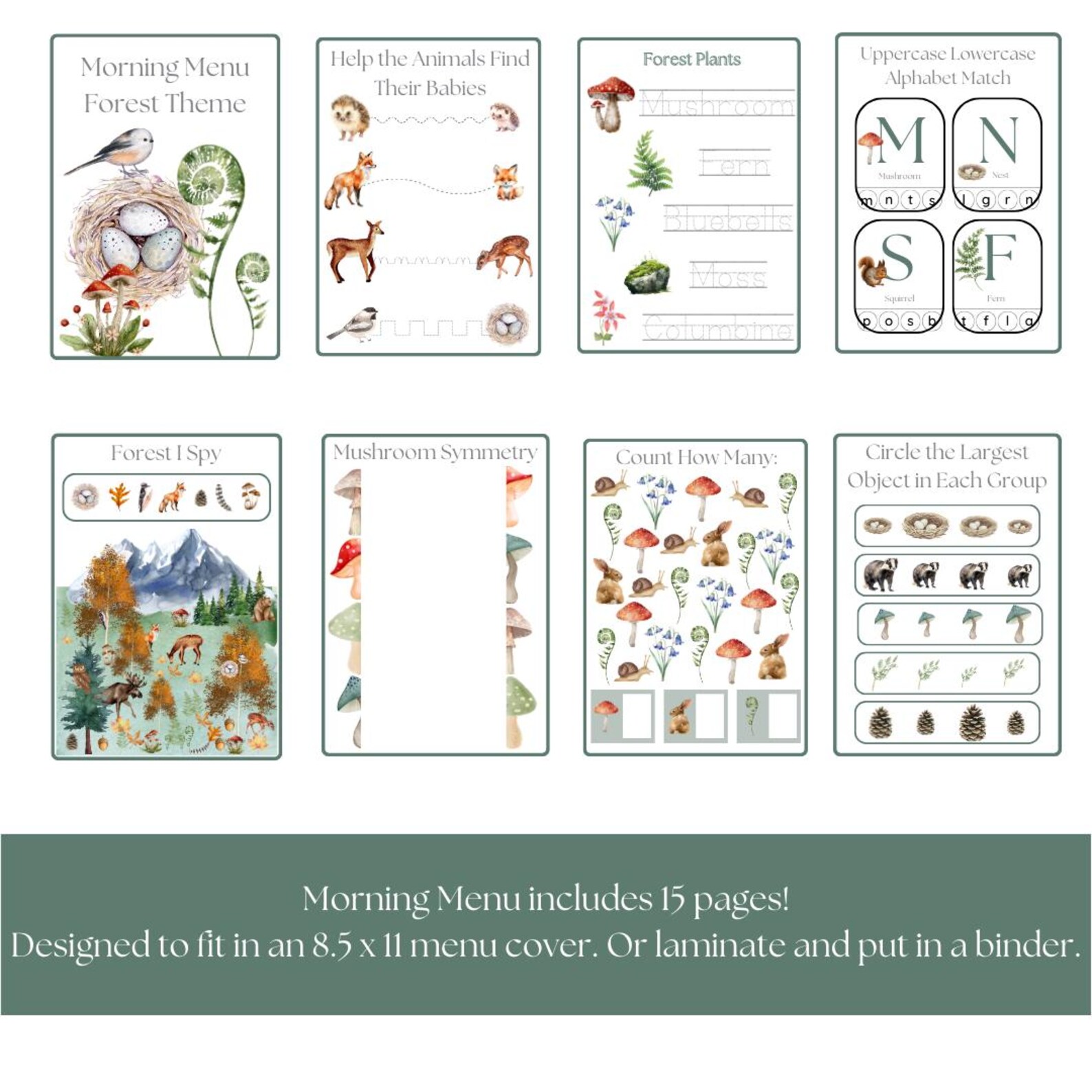 Forest Woodland Theme Morning Menu | Forest Animal Flashcards ...