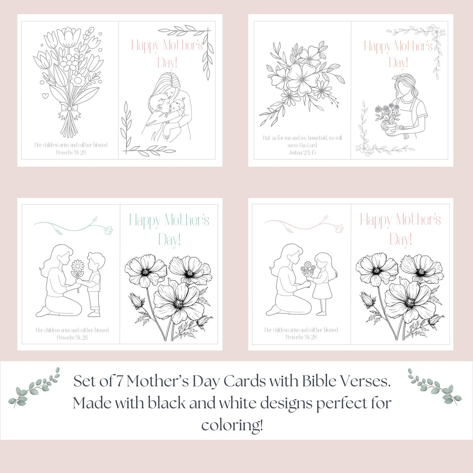 Mothers Day Coloring Card Printable for Kids | Christian Mothers Day ...