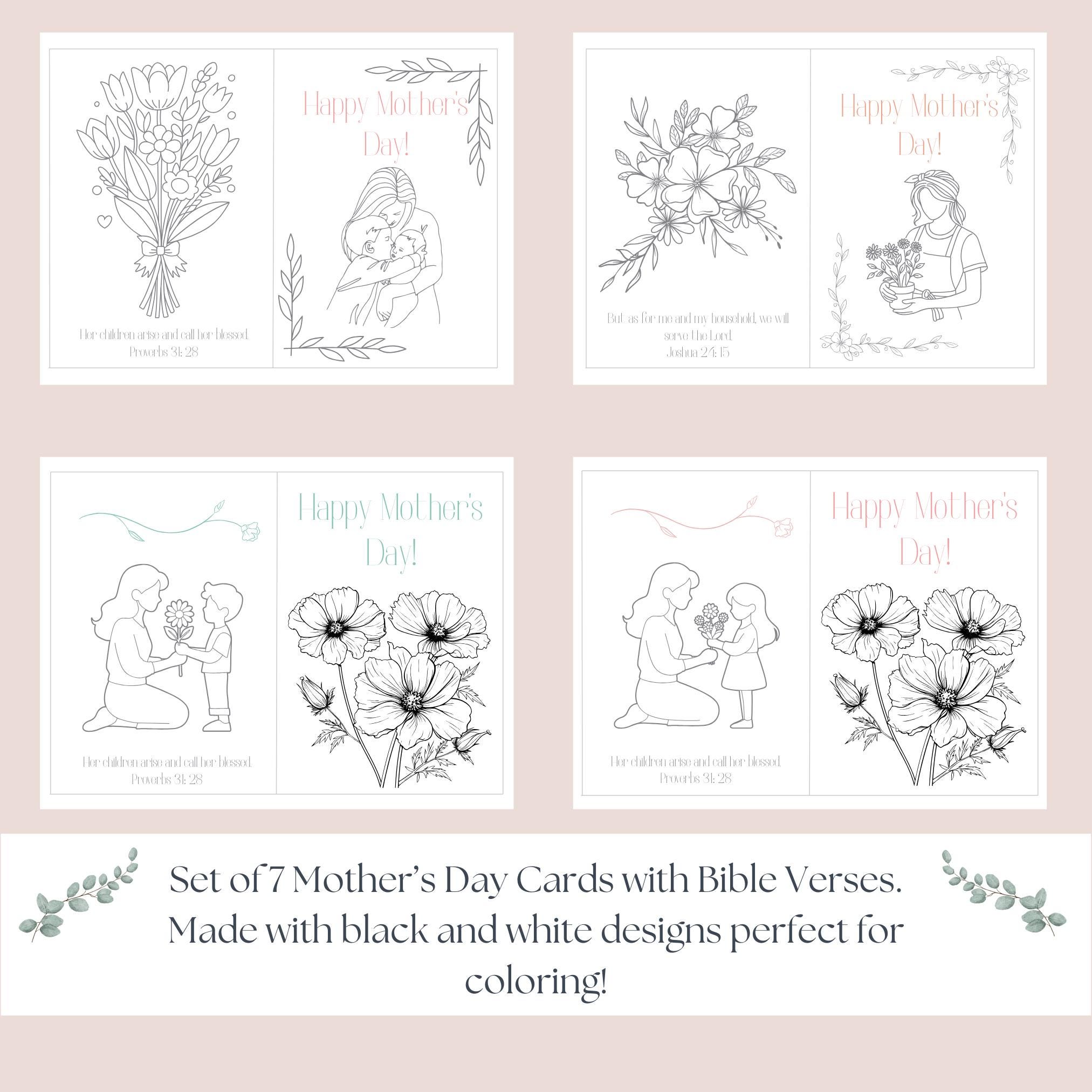 Mothers Day Coloring Card Printable for Kids | Christian Mothers Day ...
