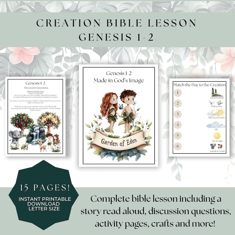 Days of Creation Bible Story Coloring Craft for Kids, Sunday School ...