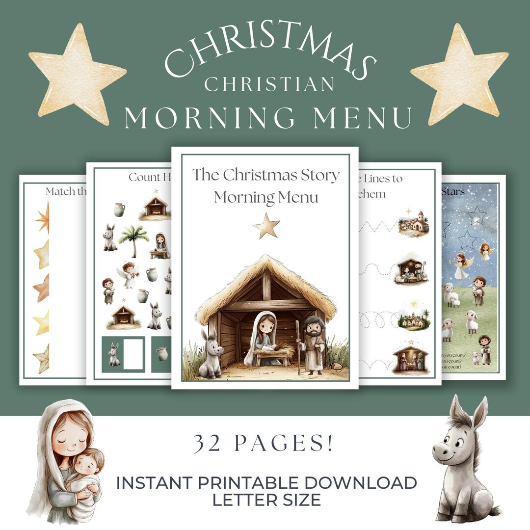 Christmas Preschool Morning Menu | Christian Christmas Activity ...