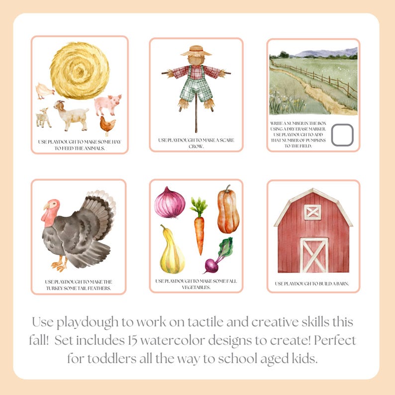 Fall Farm Playdough Mats | Fall Homeschool Printable | Preschool Fall ...