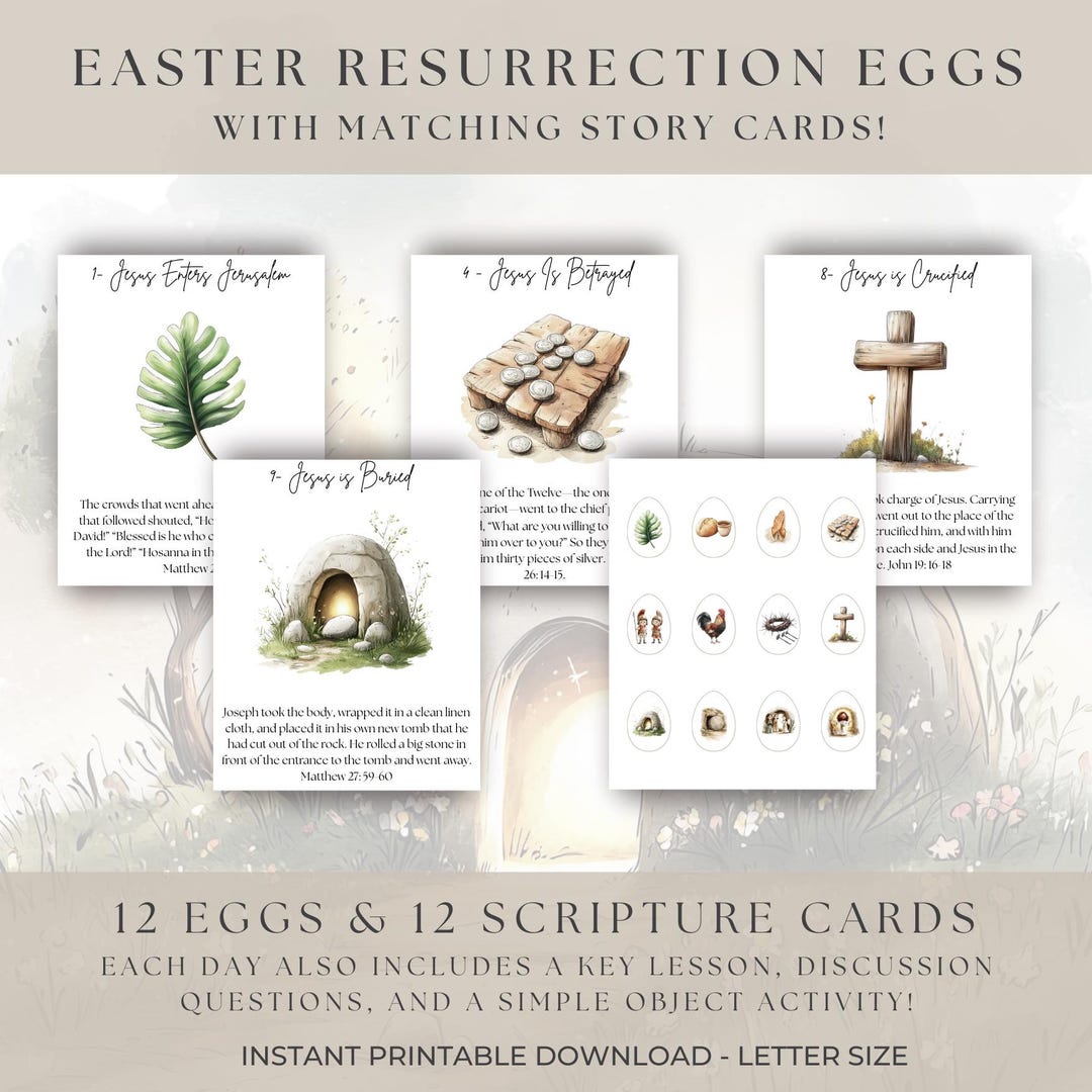 Printable Easter Story, Resurrection Story Cards, Resurrection Eggs ...