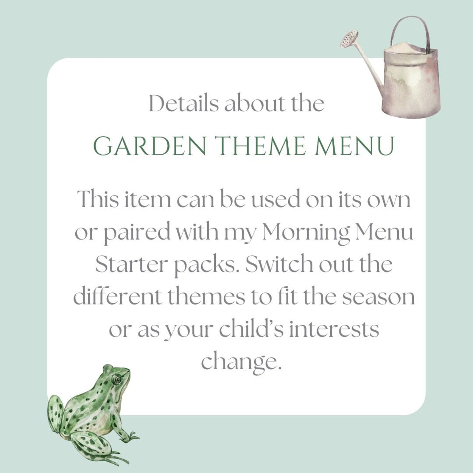 Garden Theme Morning Menu | Preschool Kindergarten Morning Menu ...