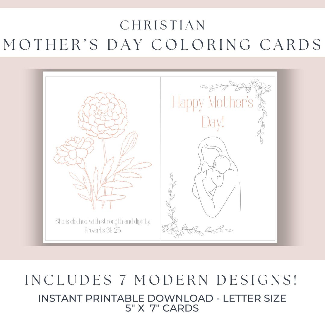 Mothers Day Coloring Card Printable for Kids | Christian Mothers Day ...