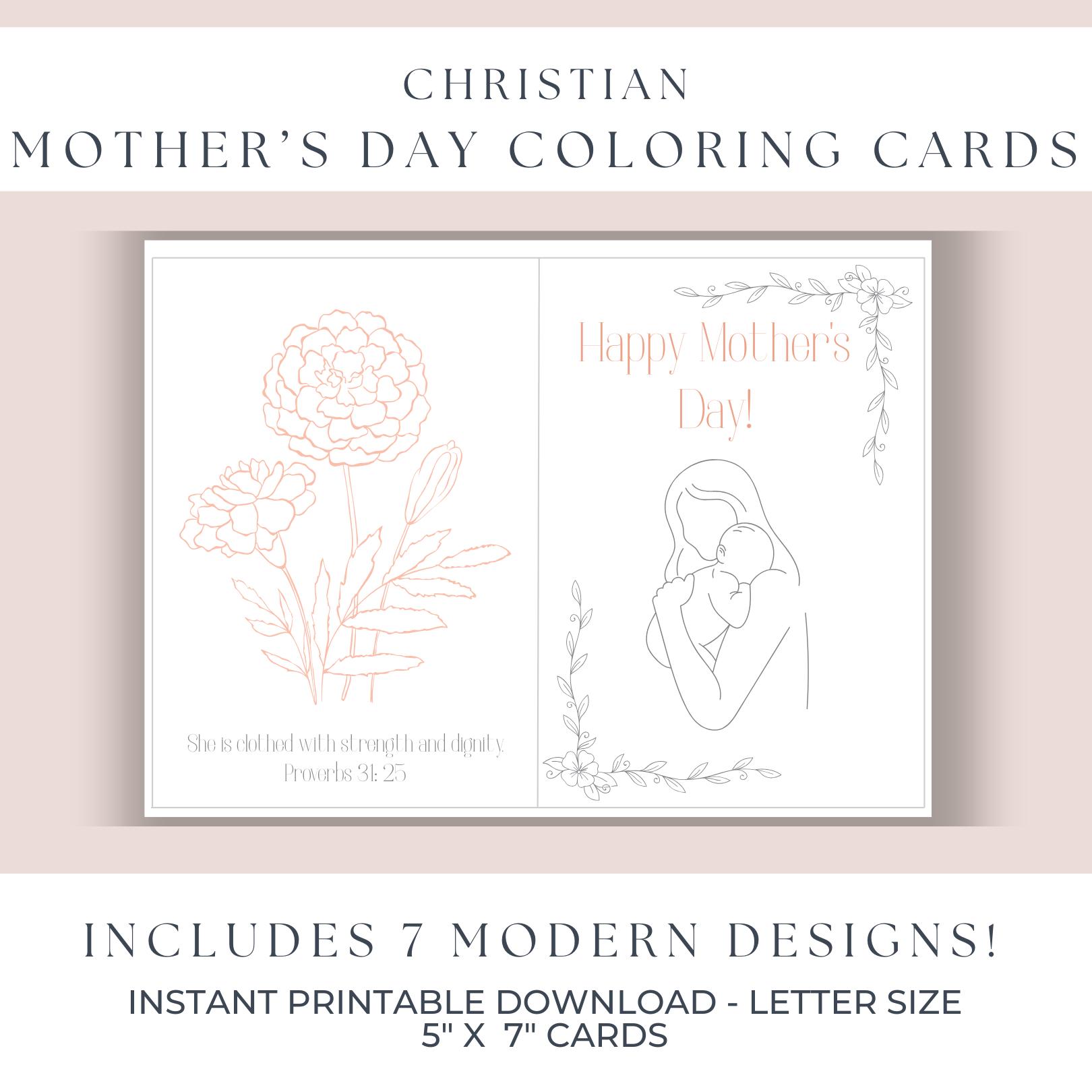 Mothers Day Coloring Card Printable for Kids | Christian Mothers Day ...