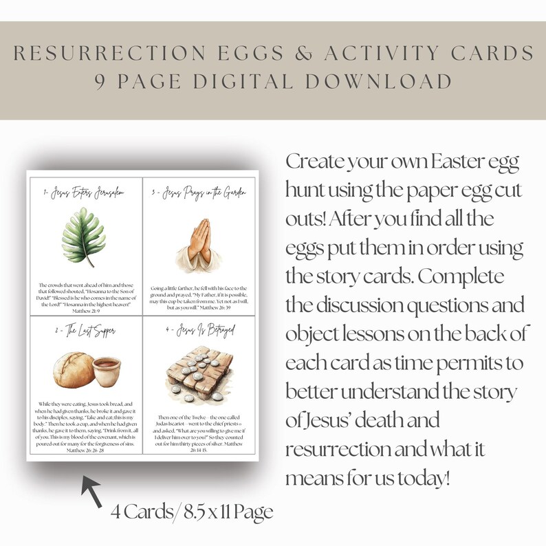 Printable Easter Story, Resurrection Story Cards, Resurrection Eggs ...