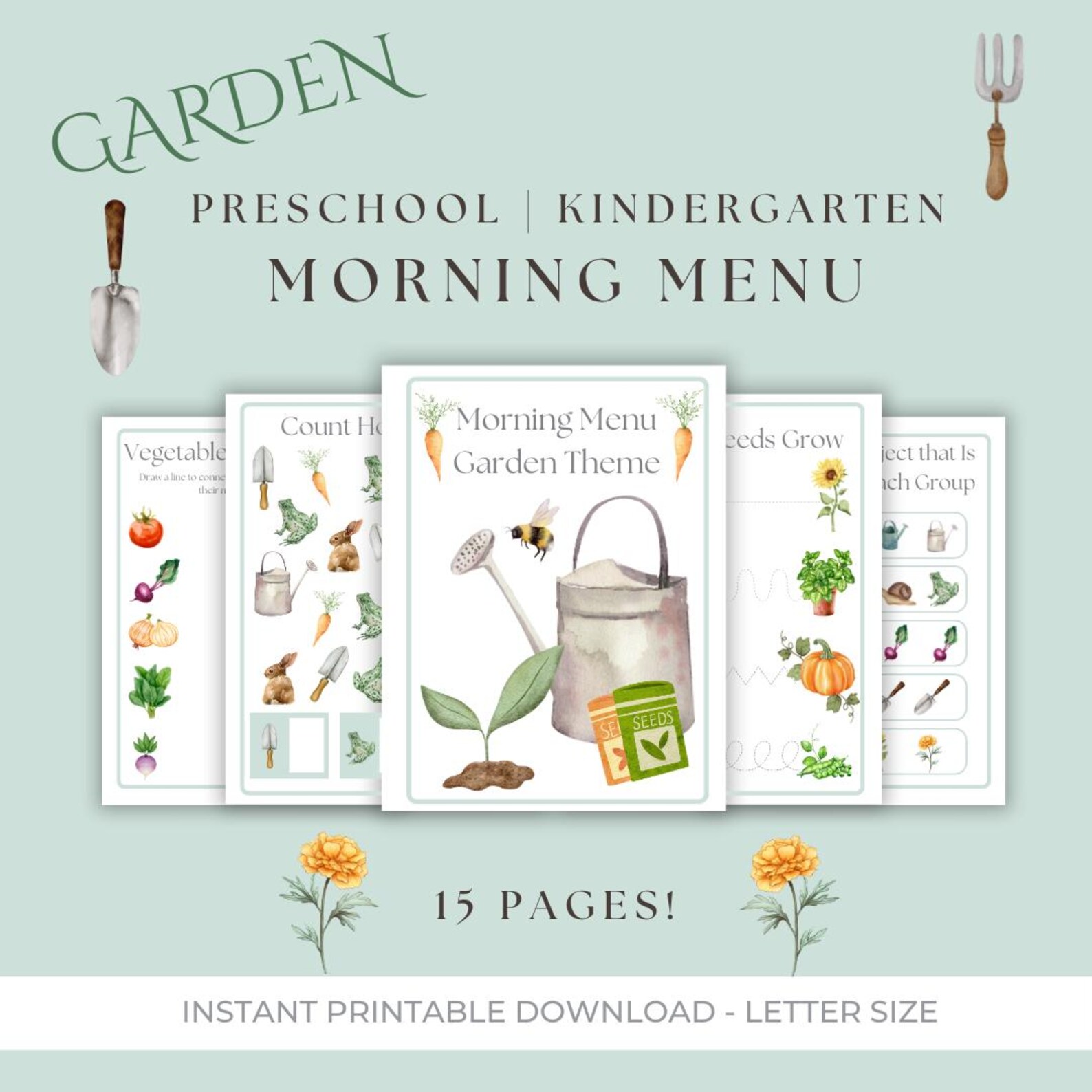 Garden Theme Morning Menu | Preschool Kindergarten Morning Menu ...