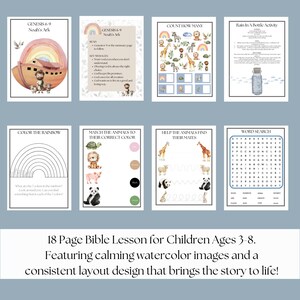 Noah's Ark Bible Story Lesson Coloring Craft for Kids, Sunday School ...