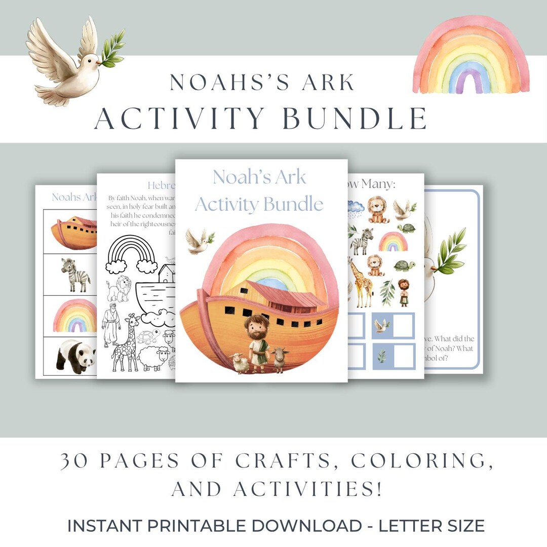 Noahs Ark Activity Bundle | Printable Bible Lesson | Sunday School ...