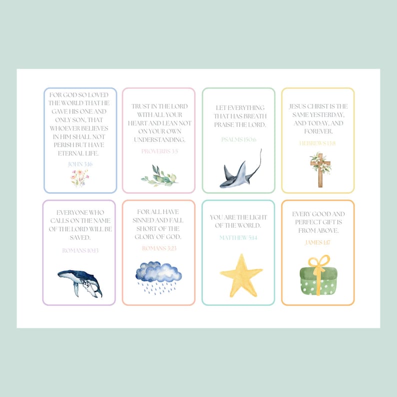 Bible Verse Flashcards | Lunchbox Printable Scripture Cards | Bible ...