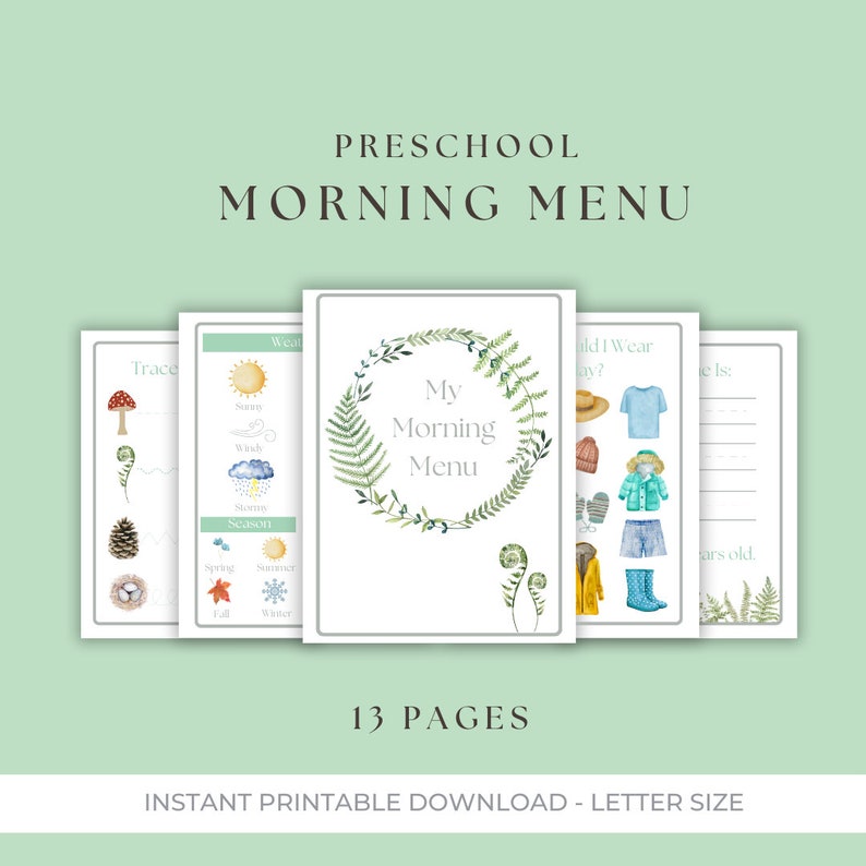 Morning Menu Starter Pack | Preschool Morning Menu - Etsy