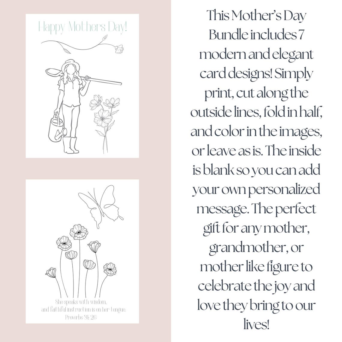 Mothers Day Coloring Card Printable for Kids | Christian Mothers Day ...