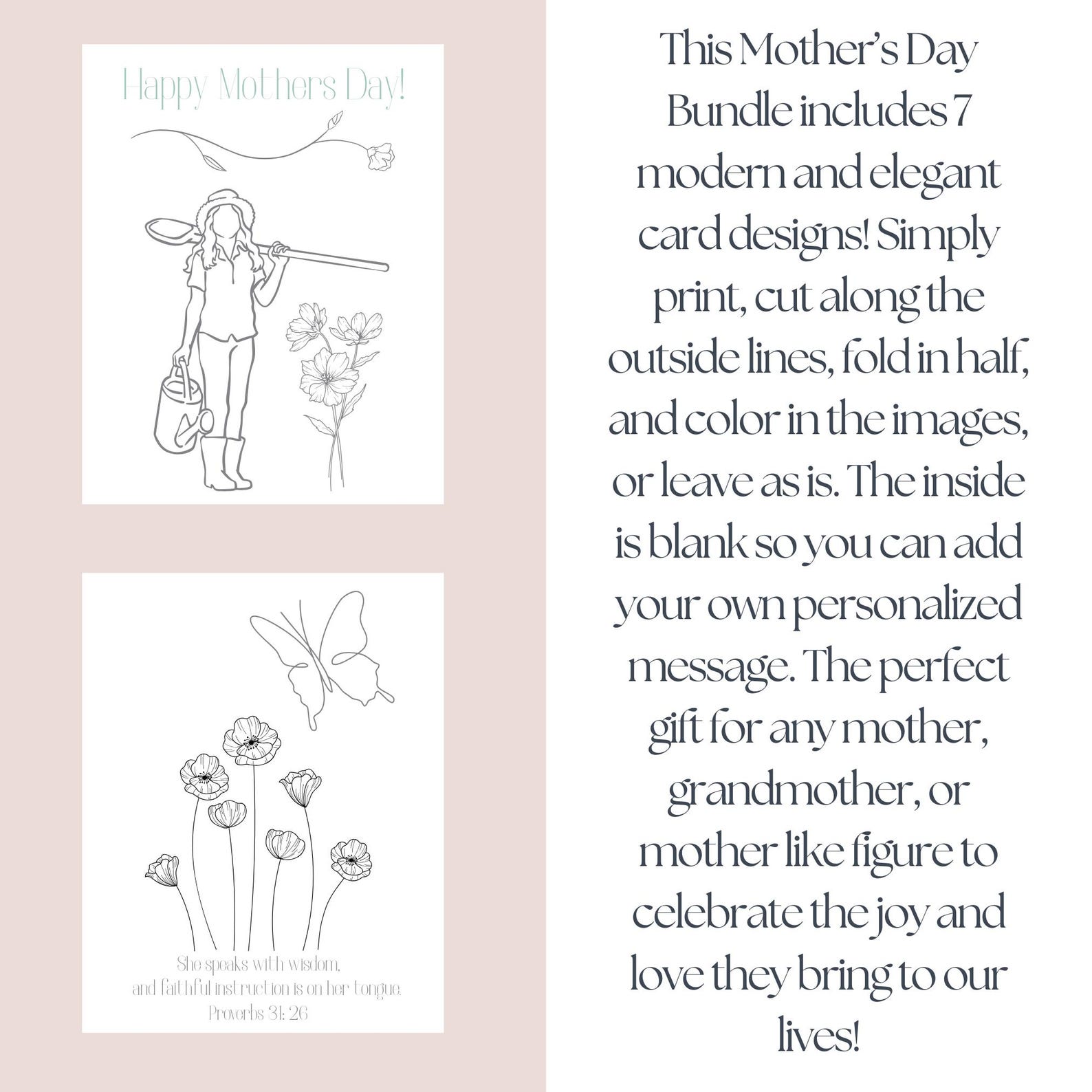 Mothers Day Coloring Card Printable for Kids | Christian Mothers Day ...