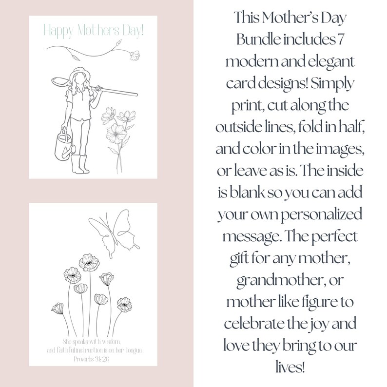 Mothers Day Coloring Card Printable for Kids | Christian Mothers Day ...