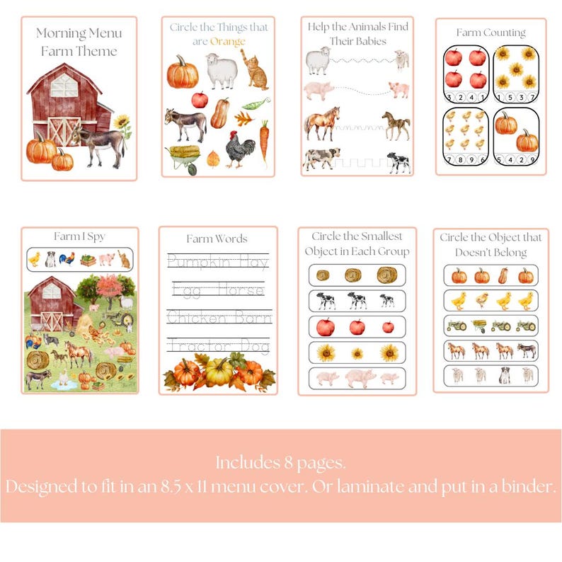 Fall Farm Themed Morning Menu Preschool Morning Menu Preschool Farm ...