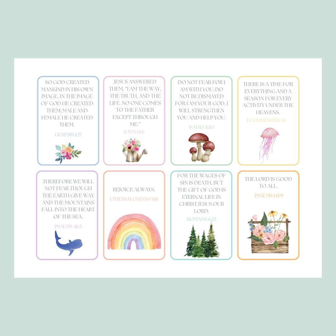 Bible Verse Flashcards | Lunchbox Printable Scripture Cards | Bible ...