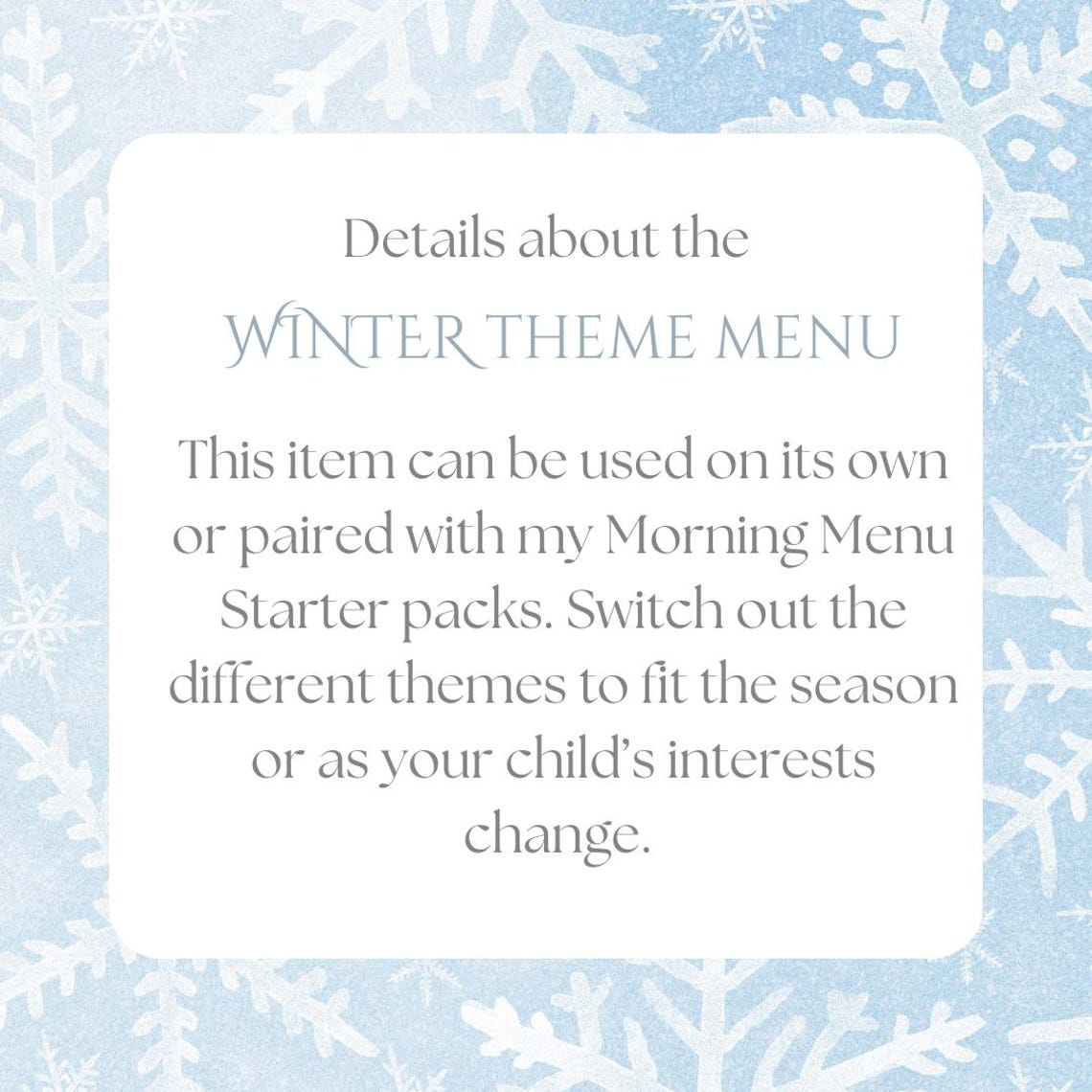 Cozy Winter Morning Menu | Preschool Winter Activities | Morning Menu ...