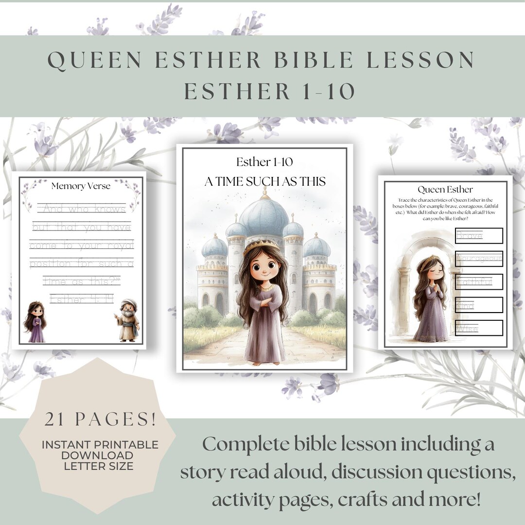 Esther Bible Story Coloring Craft for Kids, Sunday School Christian ...