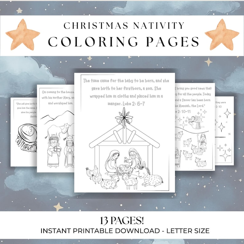 Christmas Nativity Bible Verse Coloring Bundle | Christian | Sunday ...