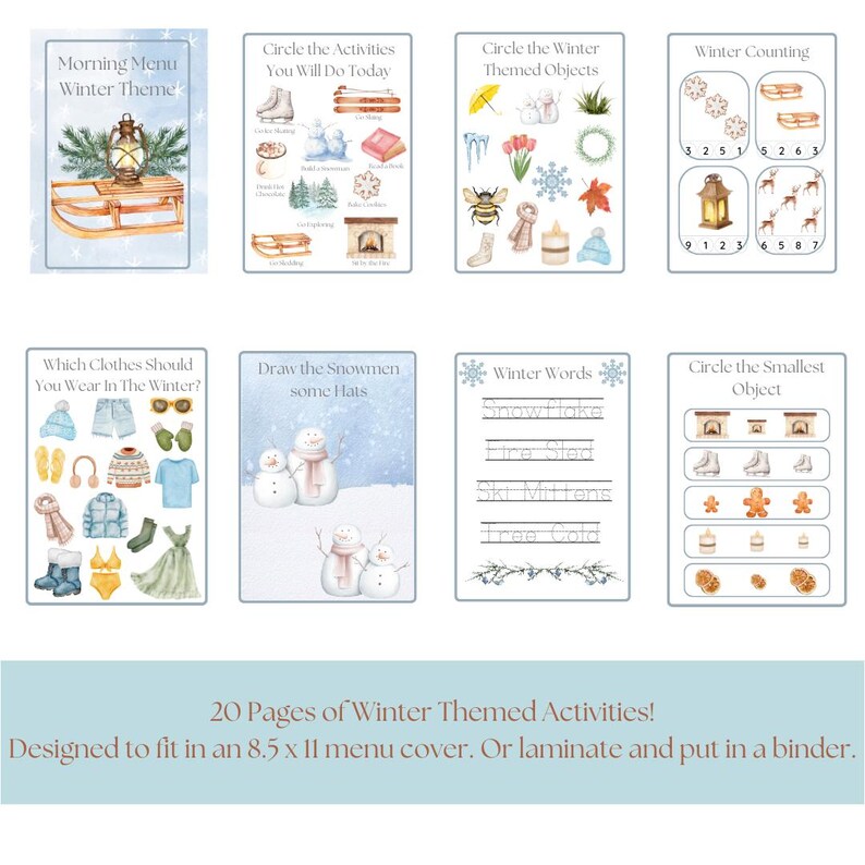 Cozy Winter Morning Menu | Preschool Winter Activities | Morning Menu ...