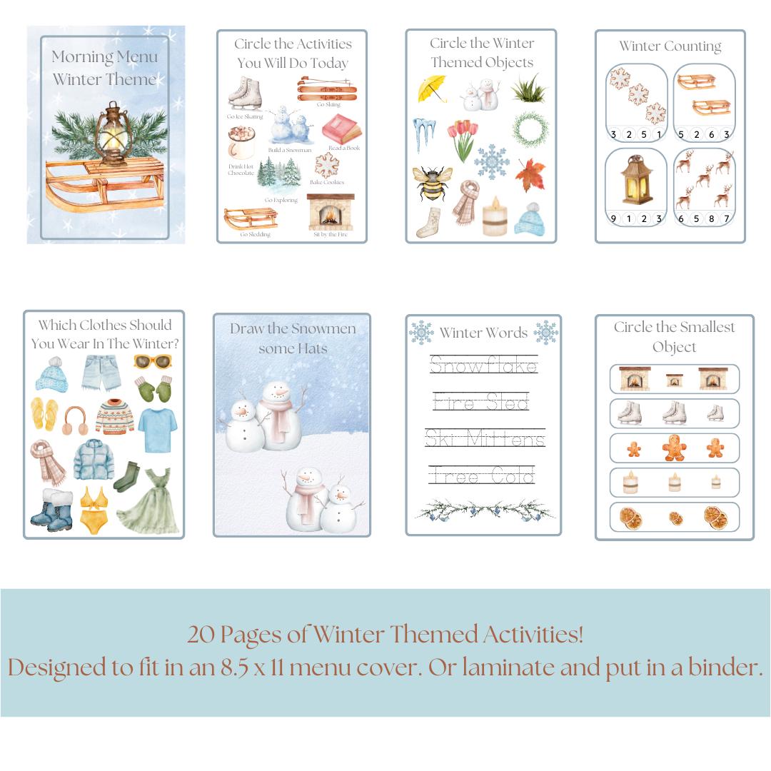 Cozy Winter Morning Menu | Preschool Winter Activities | Morning Menu ...