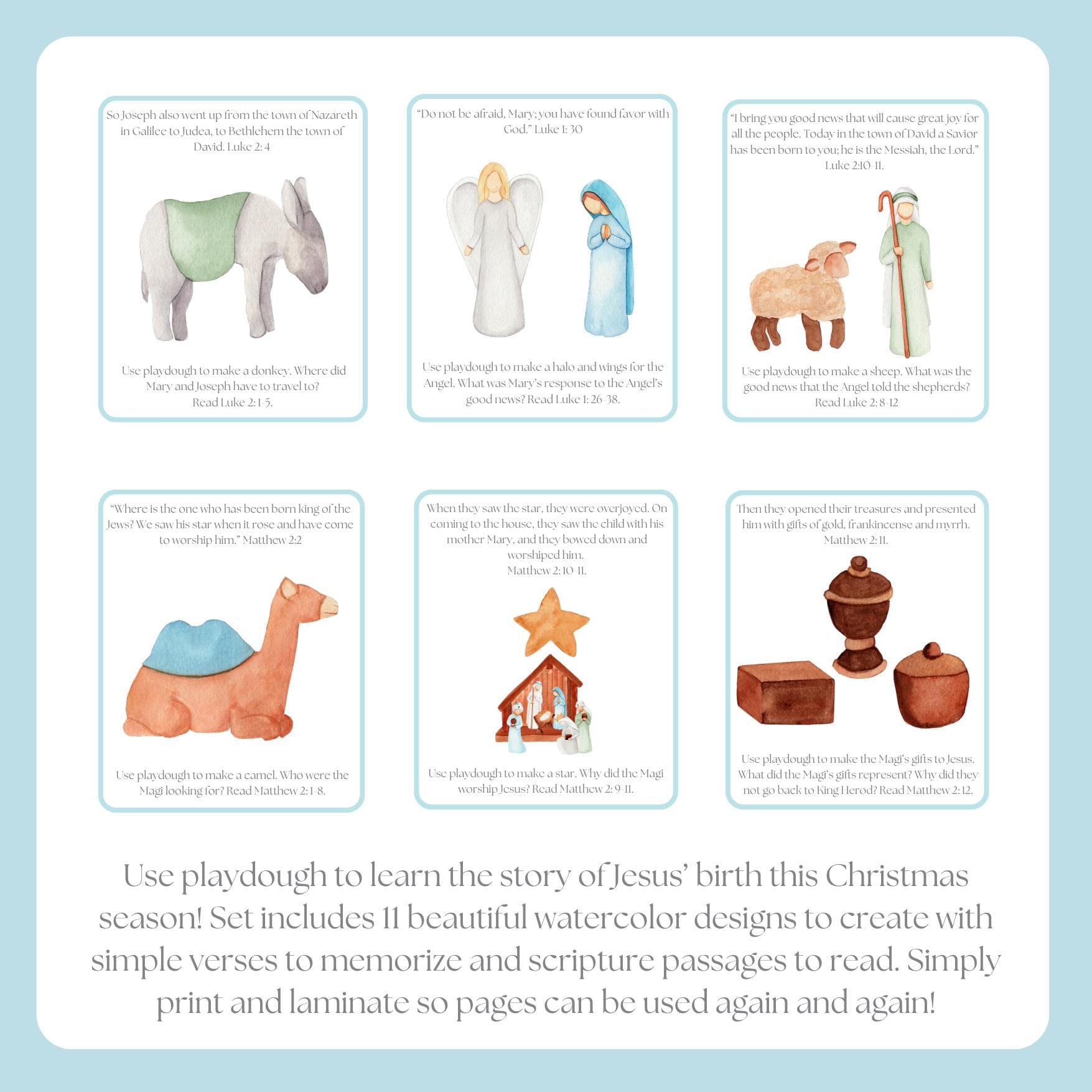 Christmas Story Playdough Mats | Nativity | Jesus' Birth | Advent Cards ...