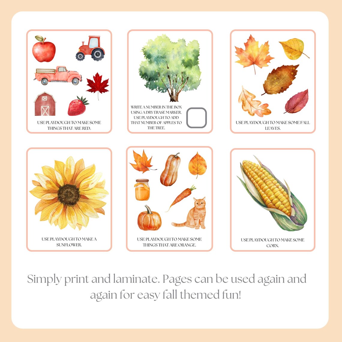 Fall Farm Playdough Mats | Fall Homeschool Printable | Preschool Fall ...